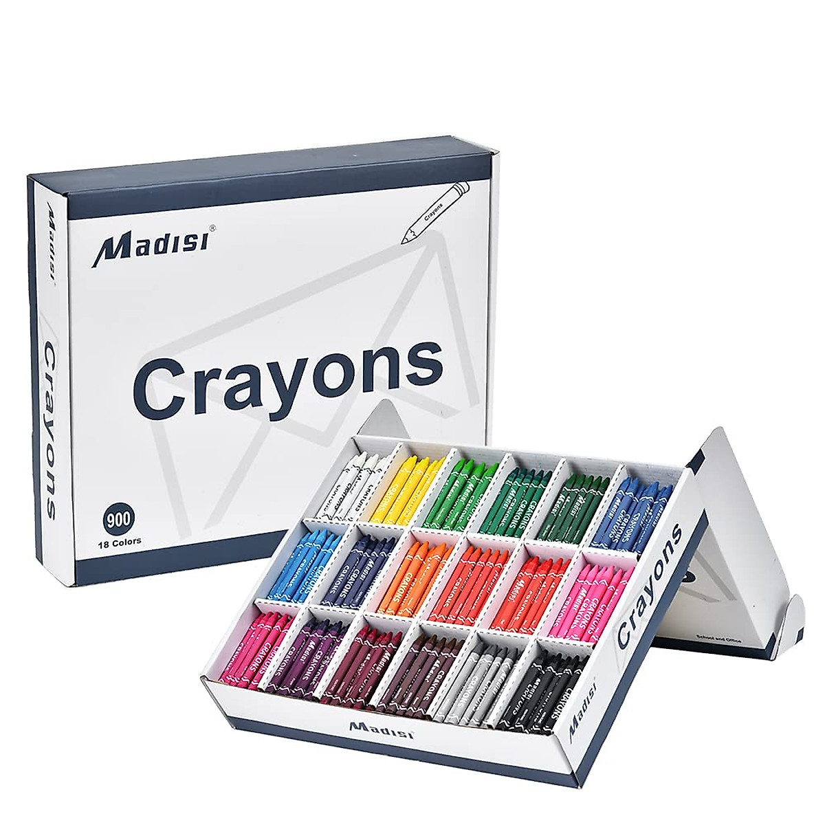 Madisi Crayon Bulk pack, Regular Size, 18 Colors, 900 Count