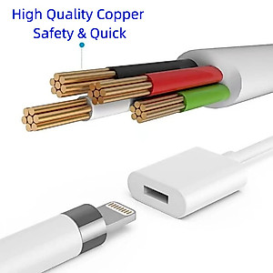 Design for Apple Pencil Charger,Apple Pencil Adapter 1FT/1Pack, iPencil Charger Fast Charging Compatible with Apple Pencil 1st Generation,USB A Male to Lightning Female