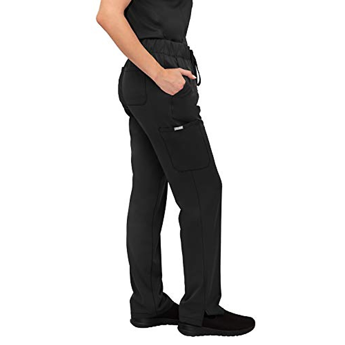SOULFUL SCRUBS for Women 6 Pocket, Cargo Pant - Stylish Medical Scrub Pant with Midrise Fit for Woman 3500 Caroline- Medium Black - Medium,Black