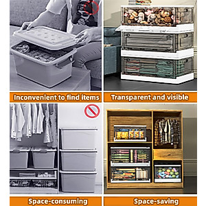 Oneshow Clearance Storage Drawers,4 Tier Plastic Storage Bins,Foldable Stackable Sorage Bins,Tall Plastic Drawers Room Organizers,Large Clothing Storage Bins(4 Pack, Side Open-17.4Gal)