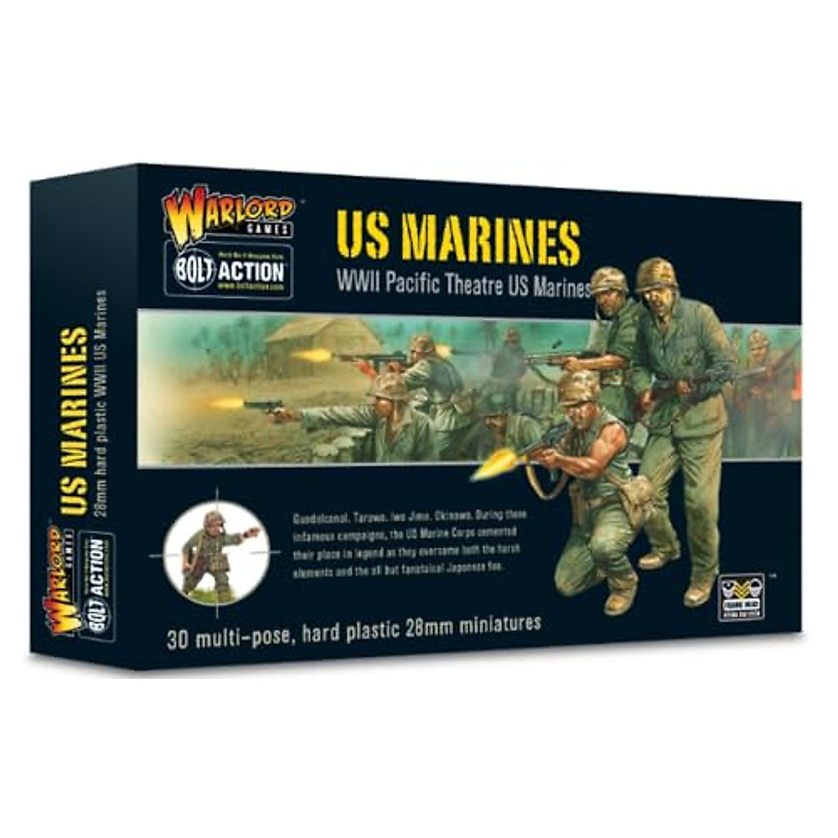 Blot Action US Marines Pacific Theater 1:56 WWII Military Wargaming Figures Plastic Model Kit