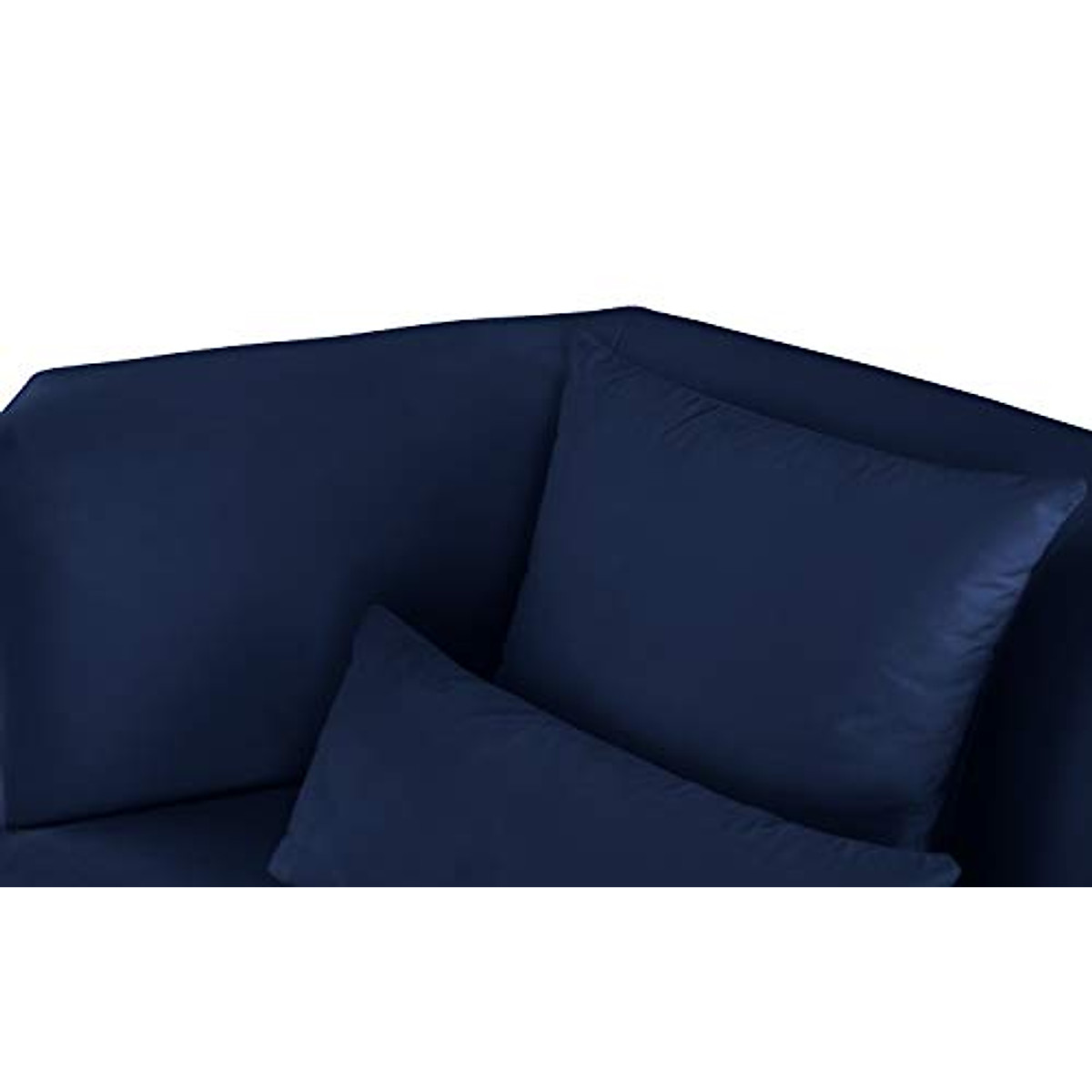 Meridian Furniture Marquis Collection Modern | Contemporary Velvet Upholstered Sofa with Stainless Steel Base in a Rich Gold Finish, 93" W x 38" D x 29" H, Navy