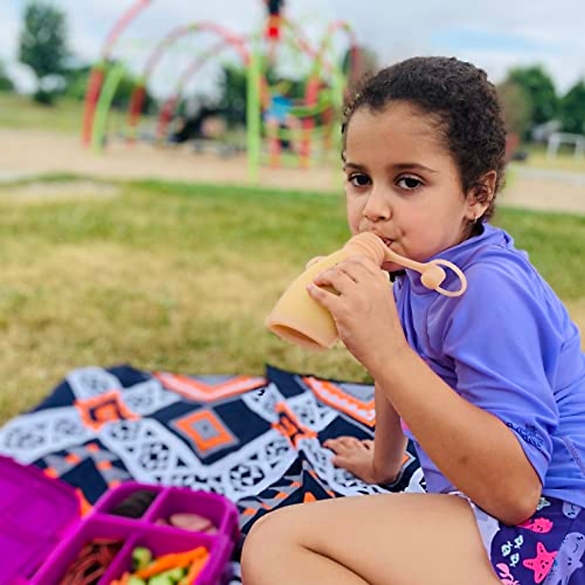 TULULU Foody Reusable Food Pouches Silicone-2pack/5oz-Refillable Homemade Food Storage Containers Kids Squease Pouch-Soft Reusable Baby Food Pouches for Toddlers