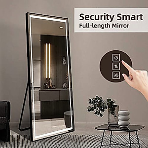 LAIYA 65”x 21” Full Length Wall Mirror with 3 Colors LED Light, Stand Up Body Mirror and Wall Full Body Mirror, Tall Full Size Mirror for Bedroom Cloakroom Gyms, Giant Floor Dressing Mirror
