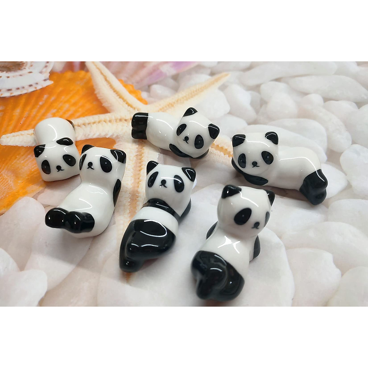 6 Pack Cute Ceramic Panda Stand Rest Rack, Mini Chopsticks Stand Holder for Forks, Spoons, Knife, Tableware, Paint Brushes Home Decoration