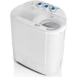 Deco Home Compact Washing Machine with Twin Tub for Wash and Spin Dry, Portable, Built-in Gravity Drainage System, Agitation Wash Cycles, Use Less Soap and Water, for Dorms, Apartments, RVs