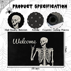 ATMOPSK Skull Doormat Funny Halloween Skull Welcome Door Mat,Living Room Kitchen Floor Mat Home Halloween Indoor Outdoor Decoration 17 x29 Inch