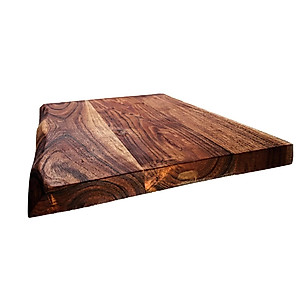 Mountain Woods Large Brown Hand Crafted Live Edge Cutting Board | Serving Tray made Solid Acacia HardWood | Charcuterie Board | Chopping Board for Vegetables, Fruits and Meat | Cheese Board - 18"