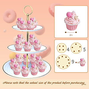 Cake Stand Set-5 Pcs Cupcake Stand Set-Dessert Table Display Set with 2xlarge 3-Tier Cupcake Stands + 3X Appetizer Trays Perfect for Wedding Baby Shower Home Birthday Tea Party Decoration(Round)