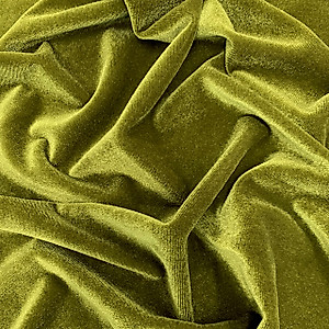 Princess Light Olive Green Polyester Spandex Stretch Velvet Fabric for Bows, Head Wraps, Top Knots, Scrunchies, Clothes, Costumes, Crafts