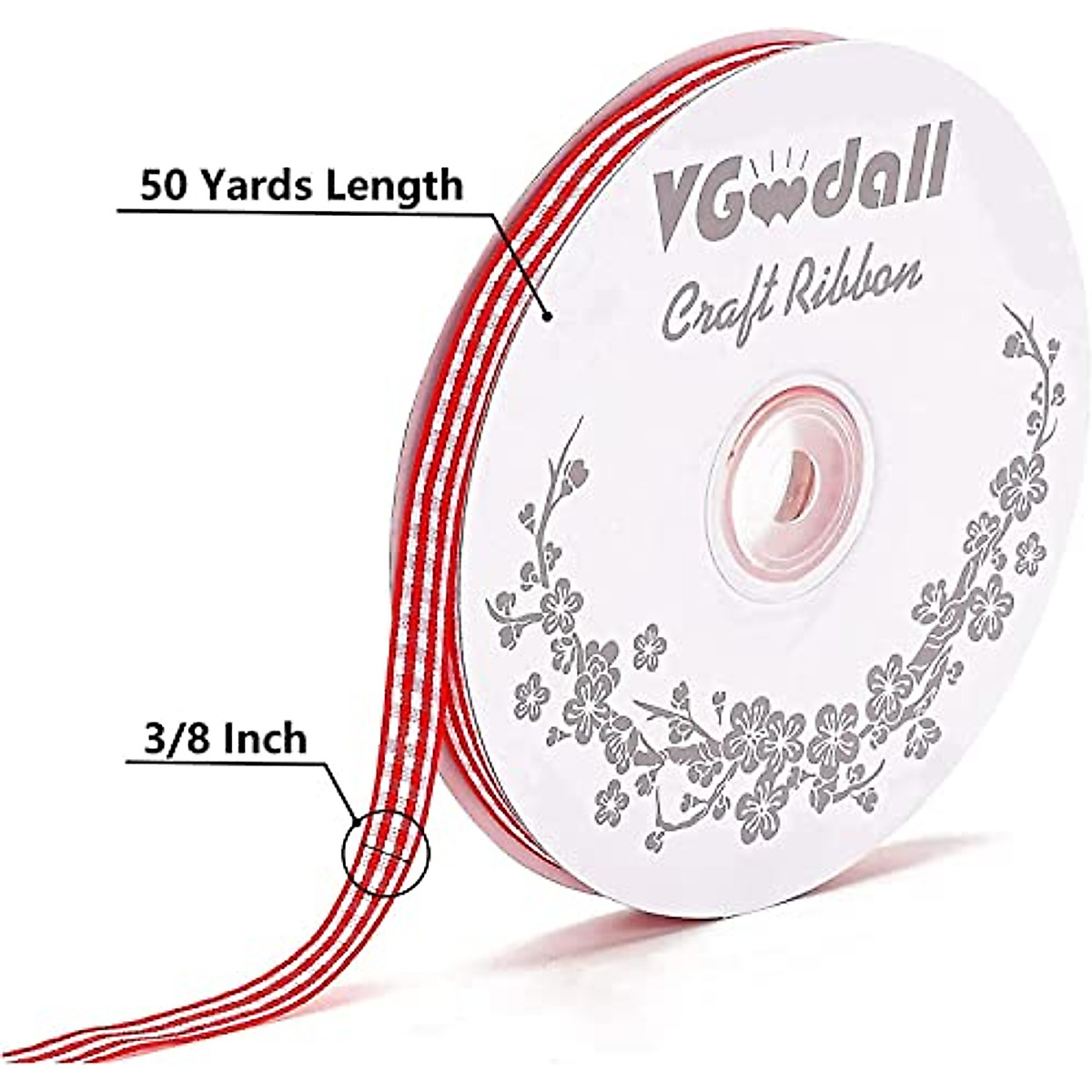 Red Gingham Ribbon, 3/8" x 50Yd Red and White Thin Crafts Ribbon Buffalo Checker Ribbons for Hair Accessories Picnic School and Christmas Gift Wrapping