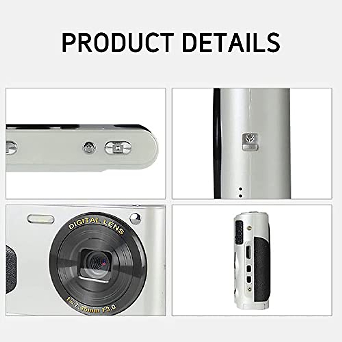 Digital Camera 18MP 2.7-Inch LCD Screen 8X Digital Zoom FHD 1080P Digital Camera Compact Camera Students Boys Girls Gift Support Connect to Computer Print (White)