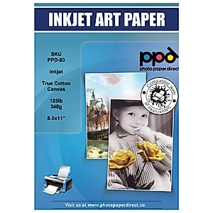 PPD Printable Fabric Sheets, Canvas Paper for Inkjet Printer, 8.5 x 11" Photo Fabric Printer Sheets, Print On 100% Real Cotton, Matte Finish, No Watermark, 340 gsm 125 lbs (20 Sheets)