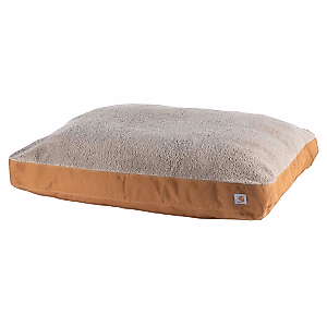 Carhartt Firm Duck Dog Bed, Durable Canvas Pet Bed with Water-Repellent Shell, Carhartt Brown with Sherpa Top, Large