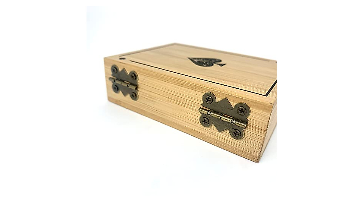 Premium Bamboo Card Storage Box - Magnetic Lid Wood Case