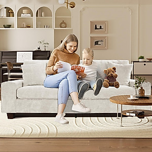 Czpalo 71.25" Chenille Sofa Couches for Living Room, 2 Seater Sofa with 2 Pillows, Small Modern Loveseat Couch for Small Spaces, Office (Beige, 71.25 inches)