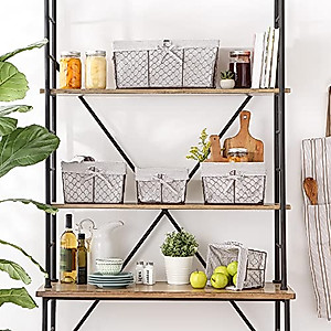 DII Farmhouse Chicken Wire Storage Baskets with Liner, Set of 5, Rustic French Blue, Assorted Sizes, 5 Piece