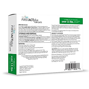 TevraPet FirstAct Plus Flea and Tick Prevention for Cats Over 1.5lbs, 6 Monthly Doses, Topical Drops