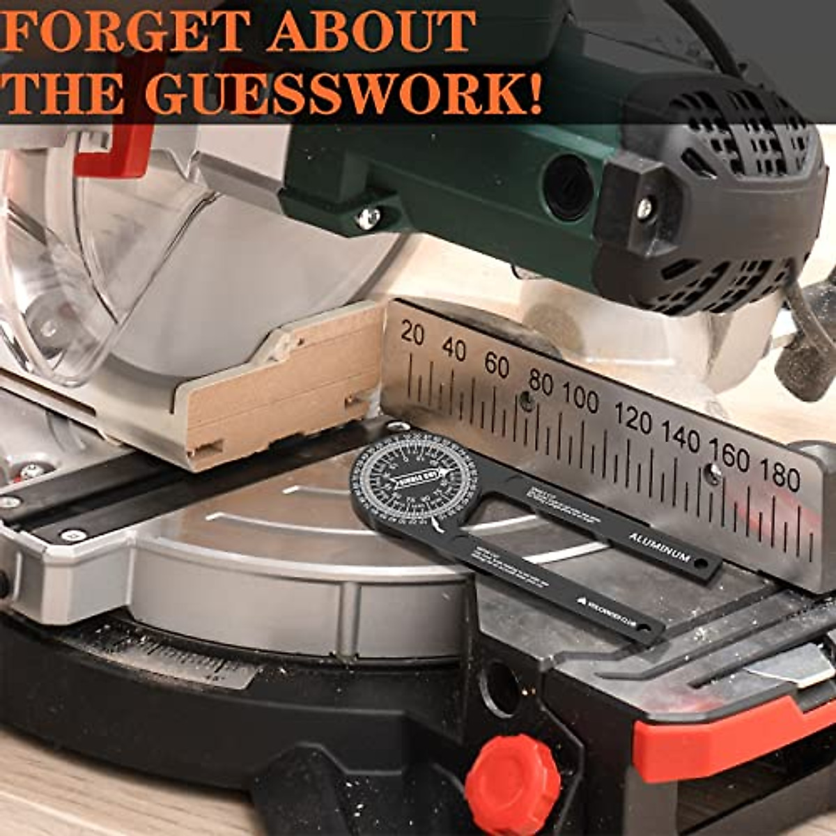 VOLCANOES CLUB Aluminum Angle Finder Gauge- 7’’ Miter Saw Protractor with Precision Laser Scales for Crown Molding - Rust Proof Woodworking Cutting Guide Tool for Carpenters, Plumbers, Building Trades