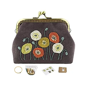 YJGMY Beginner Embroidery Coin Purse kit, Simple Embroidery, Cross Stitch kit Suitable for Beginner Sewing Craft Friend Gift Bag (Small Bowl Flower)