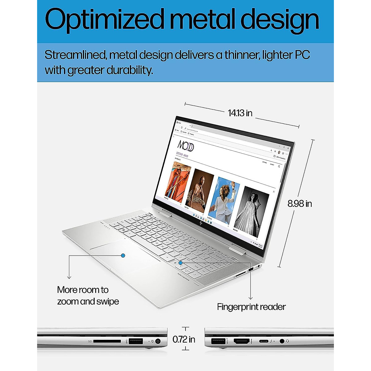 HP 2023 Flagship Envy x360 2 in 1 15.6" Touchscreen Laptop, Intel Core i7-1260P(Beat i9-11980HK), 64GB RAM, 4TB PCIE SSD, Backlit Keyboard, Fingerprint, Stylus Pen, Window 11 Home, Silver