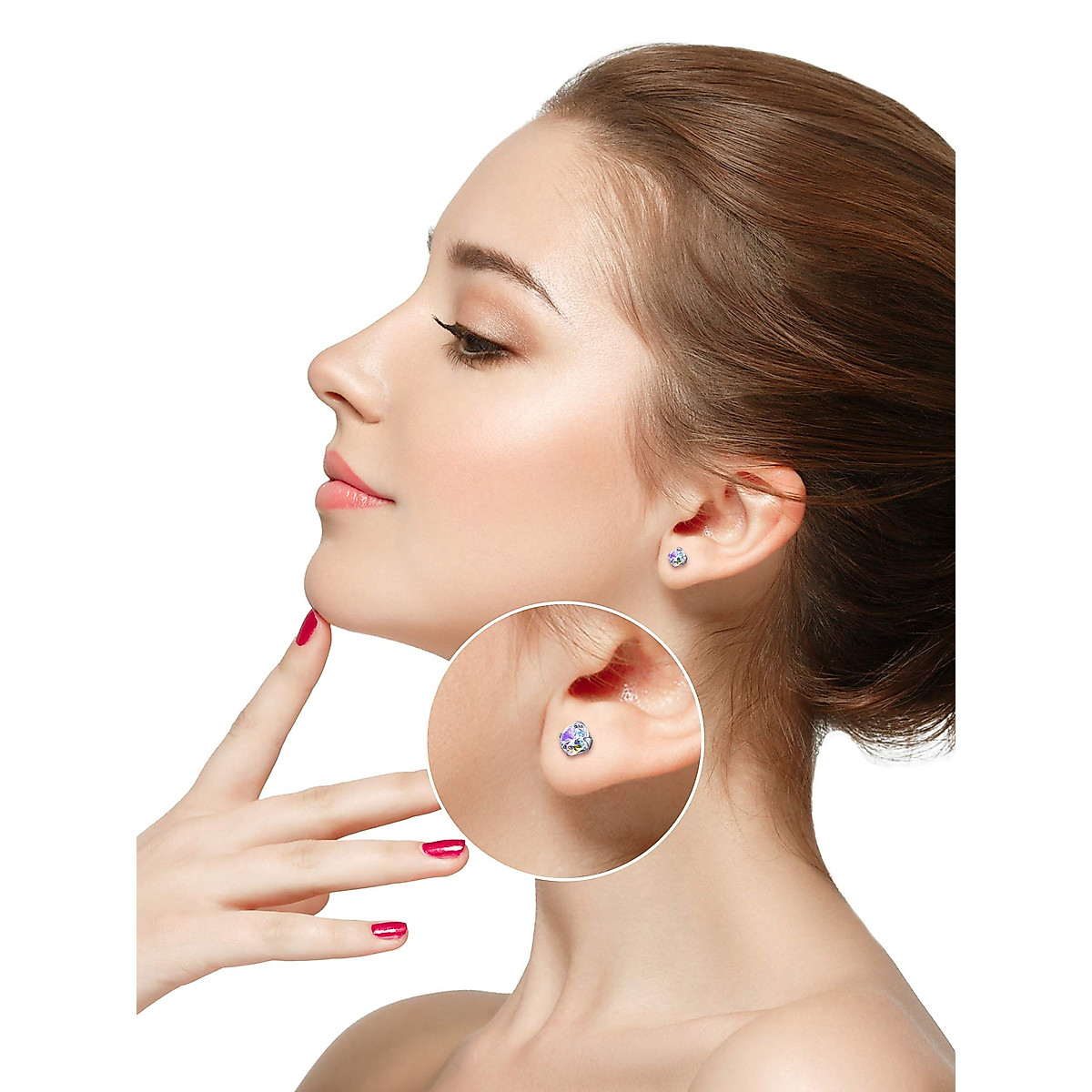 18 Pairs Stainless Steel Stud Earrings Solid Rhinestone Earring Cartilage Earrings Helix Ear Piercing Jewelry for Women Men (Steel Color, 18 G/ 1 mm with 4 mm Screw Ball)