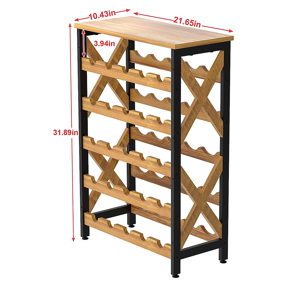 25 Bottle Wine Rack Freestanding Floor Rustic Wine Holder Stand 5 Tier Wobble-Free Tall Wine Racks Wine Large Display Storage Shelf for Cellar Kitchen 21.6''L x 10.6''W x 31.8''H