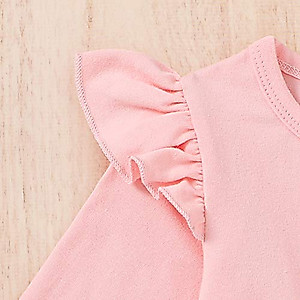 YOUNGER TREE Toddler Baby Girl Easter Outfits Ruffle Long Sleeve Top Bunny Egg Print Skirt One-Piece Girl Dress Clothes (18-24 Months, Pink/Bunny Egg)