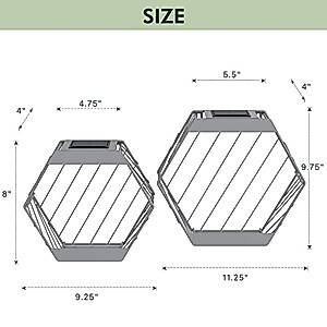 Grand patio Outdoor Leiden LED Solar Hexagon Wall Sconce Planter, with Dusk to Dawn Sensor Decor Wall Lighting for Garage Doorway Patio Yard, Cement Grey (L-Linear)