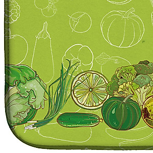 Caroline's Treasures BB5135DDM Fruits and Vegetables in Green Dish Drying Mat Absorbent Dish Drying Mat Pad for Kitchen Counter Dish Drainer Mat for Countertop, 14 x 21", Multicolor