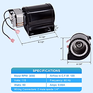 Replacement Blower Motor for Lopi Freedom Bay & Freedom II & Answer & Revere, Avalon Olympic 1190 Wood Stove Insert, 99000137 99000123 99000190 99000126 99000128 99000133 Blower Fan (Left + Right)