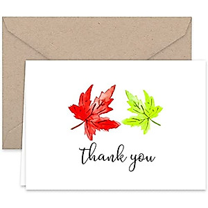 Paper Frenzy Fall Leaves Thank You Note Cards and Kraft Envelopes - 25 pack