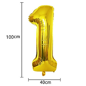 40 inch 27 Number Balloon 27 Birthday Balloons Digit 27 Helium Balloons Giant Balloon Alphabet Foil Balloon for Birthday Party Supplies Wedding Bachelorette Bridal Shower, Gold Mylar 27 Balloon