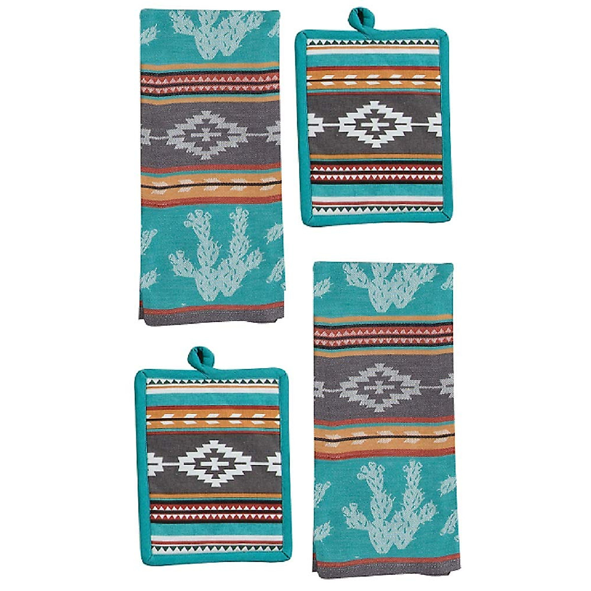 4 Piece Kay Dee Designs Southwest Craze Kitchen Dish Towel and Potholder Bundle