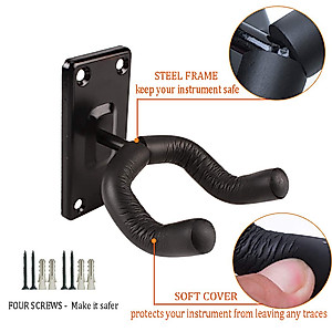 Guitar Wall Mount Guitar Hanger Acoustic Electric Guitar hanger Bass Ukulele Black hook Metal Holder Hangers