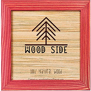 Rustic Wooden Square Picture Frame 12x12 - Natural Eco Distressed Wood Wall Mounting Photo Frame - Red