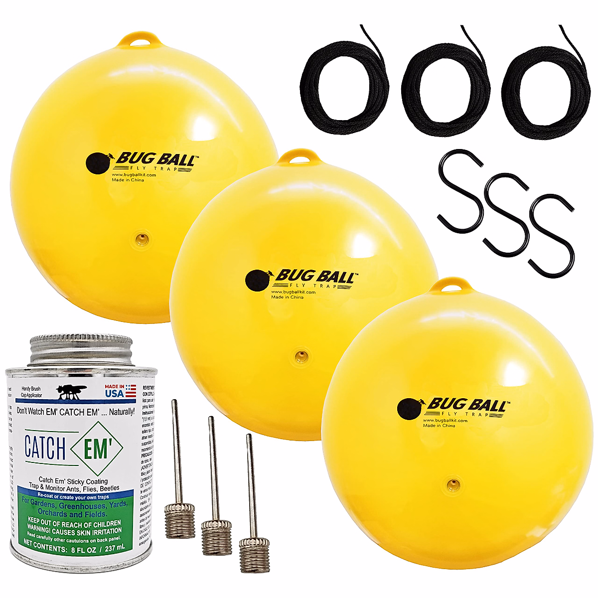 Bug Ball Gnat Ball 3 Pack Starter Complete kit - Gnats, House Fly, No-See-Um, Aphids whiteflies, and Love Bugs Trap