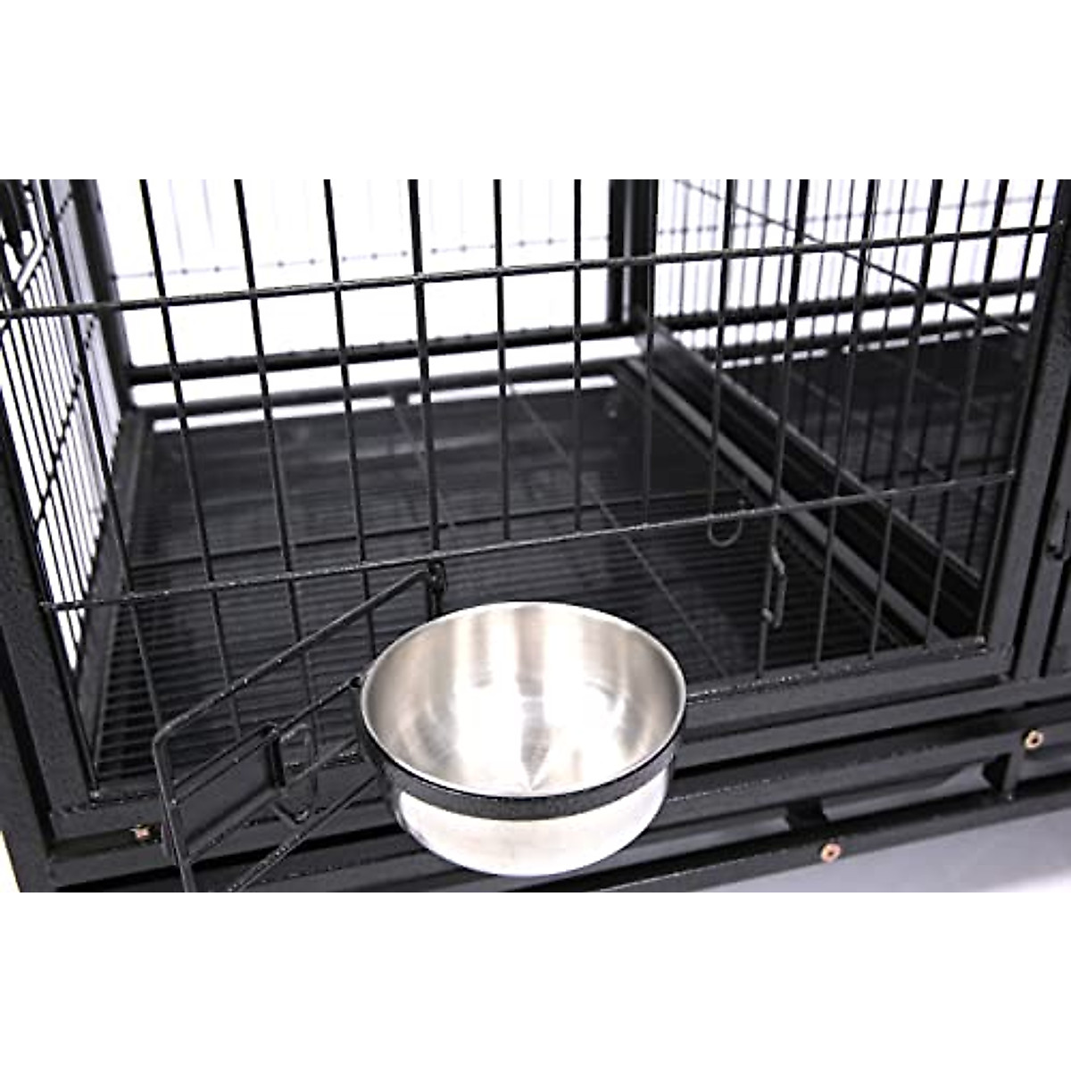 Homey Pet-43 All Metal Open Top Stackable Heavy Duty Cage(Upper) w/Floor Grid, Tray, Divider, and Feeding Bowl