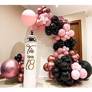 Black Pink Balloon Garland Light Pink Rose Gold Metallic Balloons Different Sizes Black Pastel Latex Balloons For Baby Shower Birthday Wedding Bridal Shower Graduation Decorations