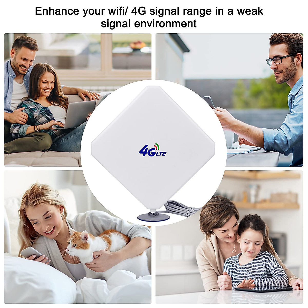 SMA 4G LTE Antenna, High Gain 35dBi Network Antenna Dual Mimo 3G/4G/5G Antenna with 2M Cable for WiFi Router Mobile Hotspot PC Gateway Network Card USB Security IP Camera-SMA Male