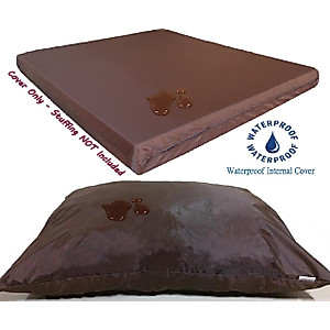 Dogbed4less DIY Pet Bed Pillow Brown Microsuede Duvet Cover and Waterproof Internal case for Dog at 55X37X4 Inch - Covers only