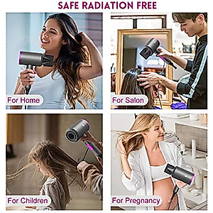 Professional Ionic Salon Hair Dryer, Slopehill Powerful 1800W Fast Dry Low Noise Blow Dryer with 2 Concentrator Nozzle 1 Diffuser Attachments for Home Salon Travel