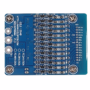 Lithium Battery Protection Board, AITRIP 2PCS 13S 48V 20A Li-ion Cell 18650 Battery Protection BMS PCB Board with Cable with Balance Function for 13S Battery Protection
