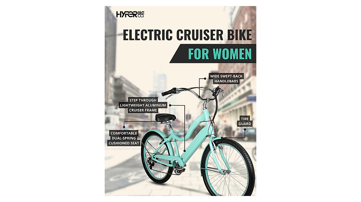 Hyper E-Ride 26" Ladies Electric Bike - 36V Pedal-Assist Cruiser