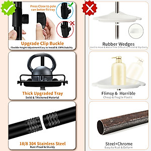 WSBArt Corner Shower Caddy Tension Pole Quick Installation Shower Caddy 18/8 Stainless Steel Rustproof Shower Organizer 4 Tier Adjustable Shower Shelves for Bathtub Shower Rack 32-122inch