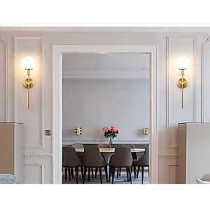 Tumgog Battery Operated Wall Sconces Set of 2,Gold Glass Globe Rechargeable Wireless Wall Light Fixture with Remote 10 Colors Modes Dimmable Bulb for Apartment,Farmhouse,Bedroom (Included Bulb)