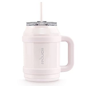 Reduce 50 oz Tumbler with Handle - Vacuum Insulated Stainless Steel Desk Mug with Sip-It-Your-Way Lid and Straw - Keeps Drinks Cold up to 36 Hours - Sweatproof, Dishwasher Safe, BPA Free - Pink Cotton