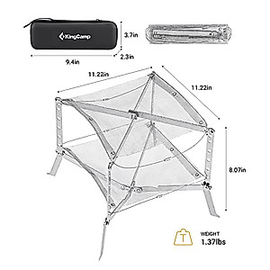 KingCamp Folding Campfire Grill Kit Camp Grill Over Fire Stainless Steel Camping Portable Grill Grate Stove Burner Outdoor Firepit with Carrying Bag for Backpack Cooking Picnic Hiking,BBQ