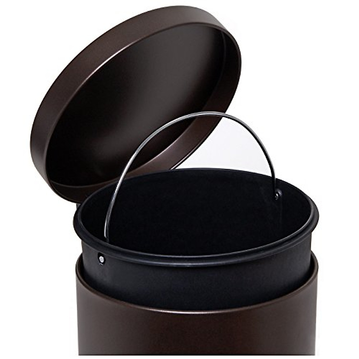 HOMEBASIX LYP0701 Small Step Round Trash Can, 7-Liter, 1.8 Gallon Venetian Bronze