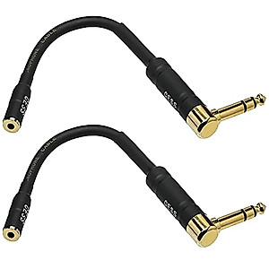 CNCESS CESS-238 Right Angle 1/4 Inch TRS to 3.5mm Right Angle Adapter,6.35mm Male to 3.5mm Female Stereo Headphone Audio Adapter
